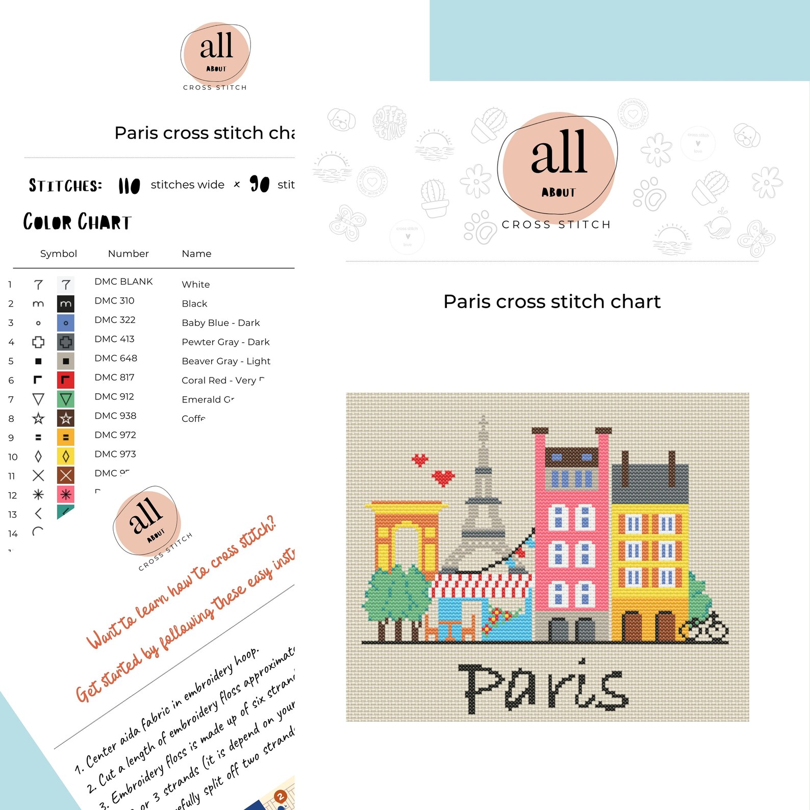 Paris City Cross Stitch Pattern I Romance Cross Stitch Kit I France ...