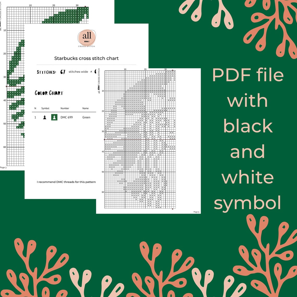 Starbucks Cross Stitch Pattern I Instant Download PDF I Counted Cross ...