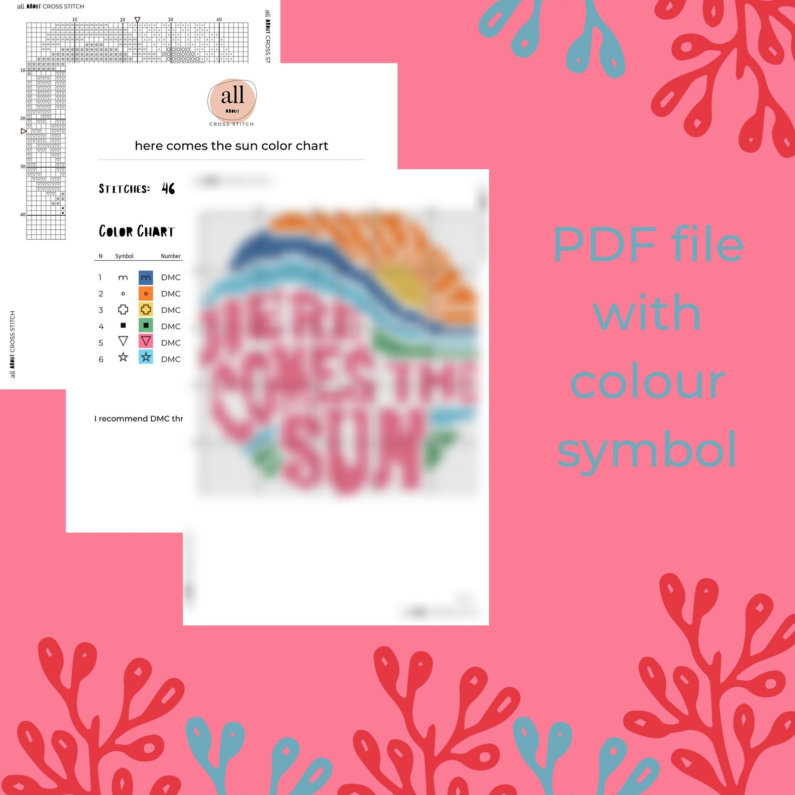 Here Comes the Sun Cross Stitch Pattern I Instant Download PDF I ...