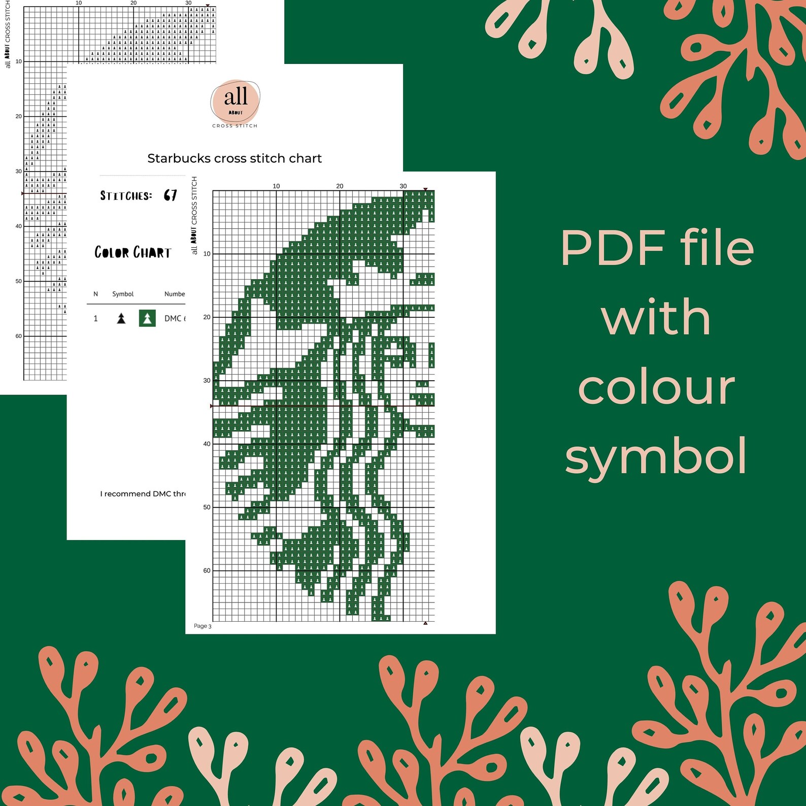 Starbucks Cross Stitch Pattern I Instant Download PDF I Counted Cross ...