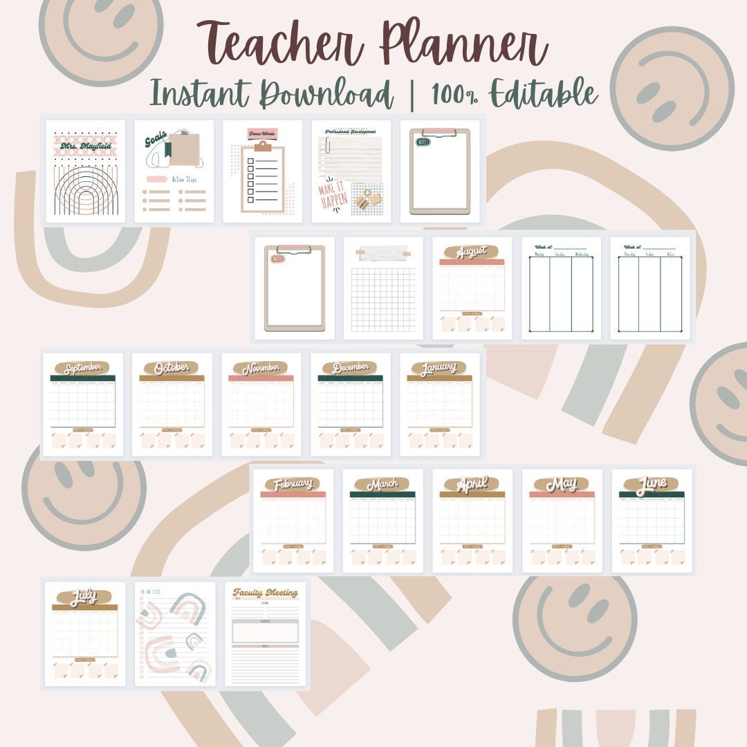 Customizable Digital Download Teacher Planner - Etsy