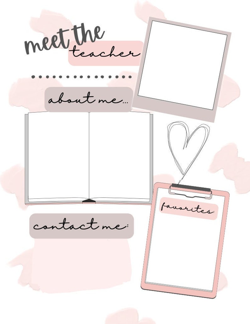 Simple Blush Pink Meet the Teacher Template - Etsy