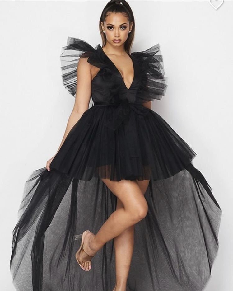 Black Women Tulle Dress, Prom Dress, Birthday Dress, Photo Shoot Dress ...