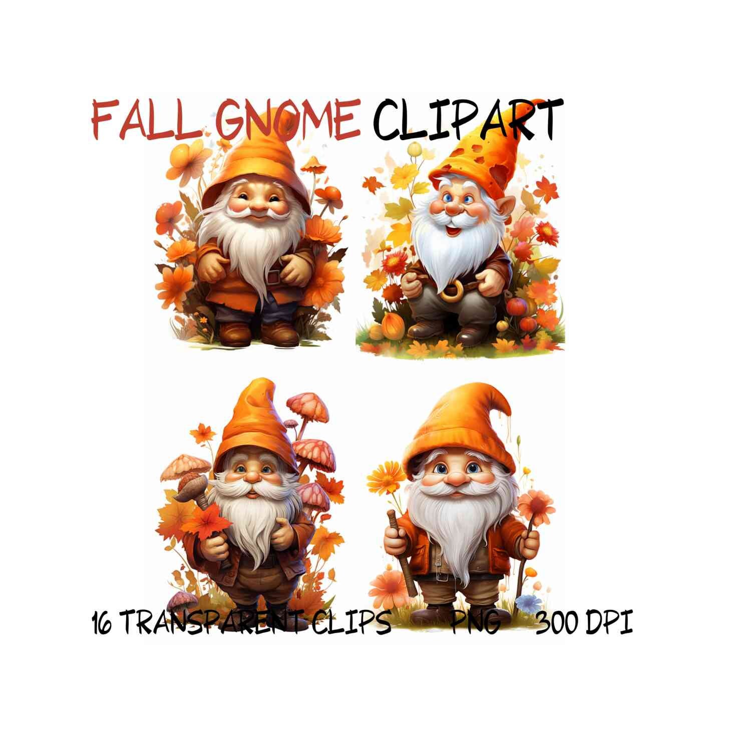 Autumn Gnomes Clipart Bundle Design Png Watercolor Autumn - Etsy