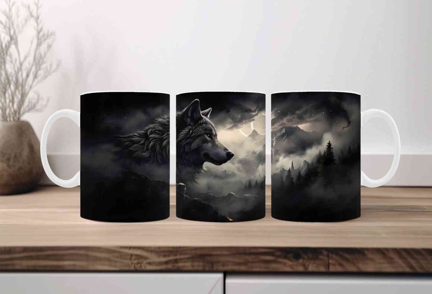 Wolf Mug Wrap Design, Wolf Png, Wolf Mug, Coffee Mug Wrap Png ...