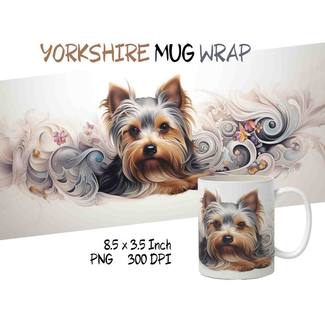Yorkshire Terrier Mug Wrap Design Clipart Png, Yorkie Lover, Yorkshire ...