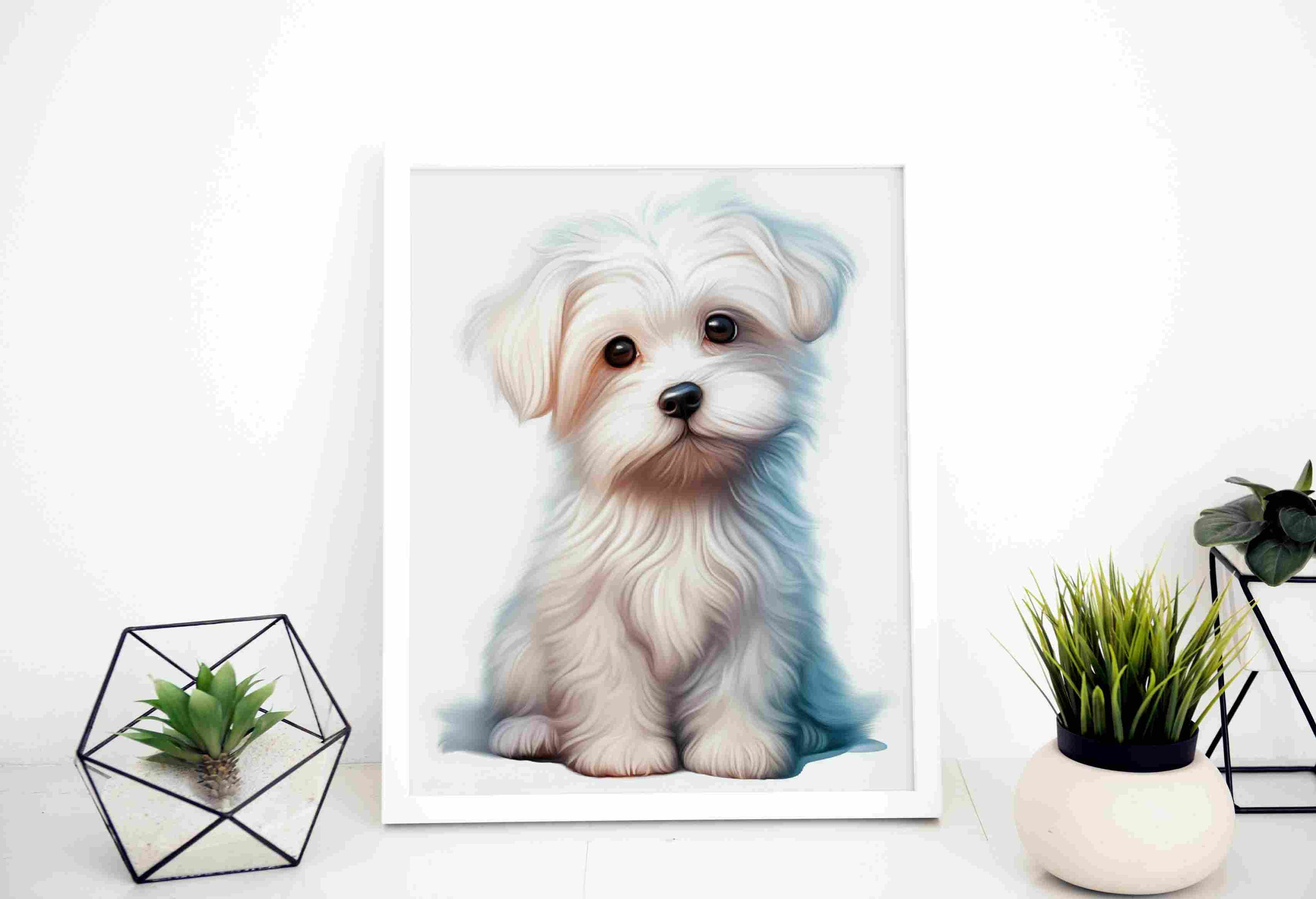 Maltese Dog Clipart Poster Design Png, Animal Theme Poster, Watercolor ...