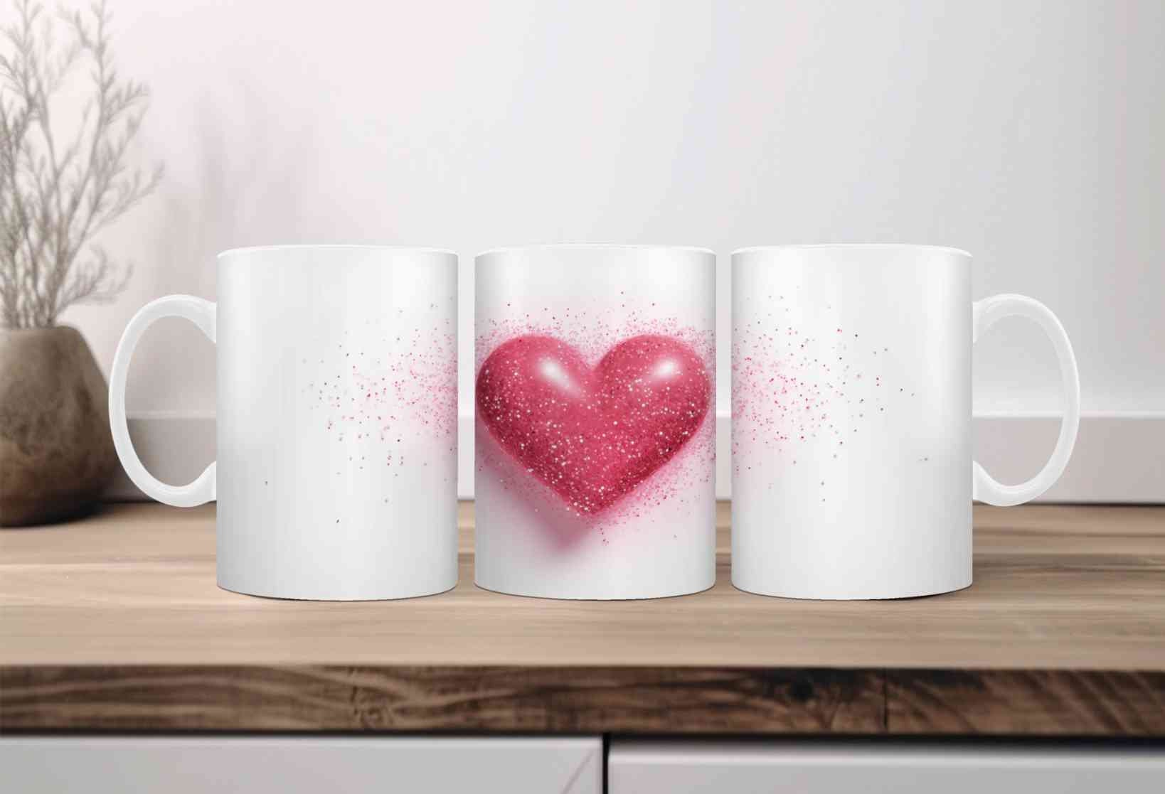 Heart Mug Wrap, Heart Mug Design, Valentine's Mug Gift for Lovers ...