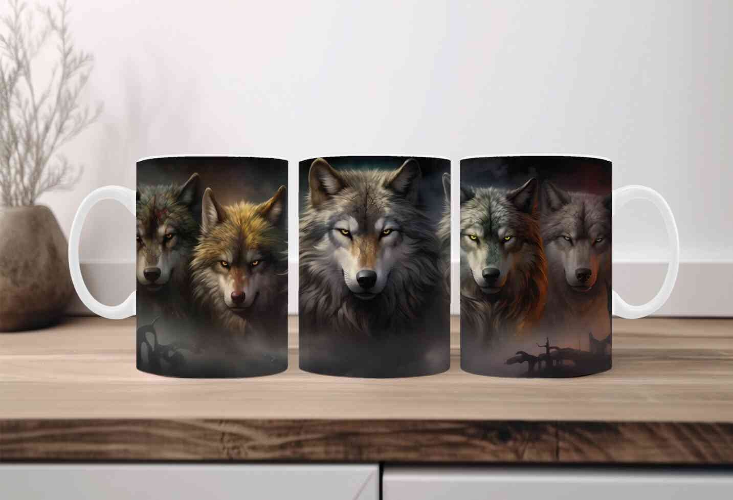 Wolf Mug Wrap Clipart Design Png, Wolf Coffee Cup, Wolf Clipart Png ...