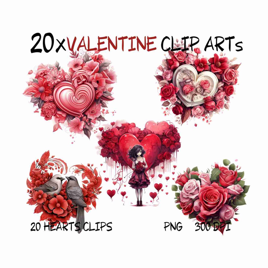 Clipart Bundle Hearts Valentines Png, Valentine's Day Hearts Clipart ...