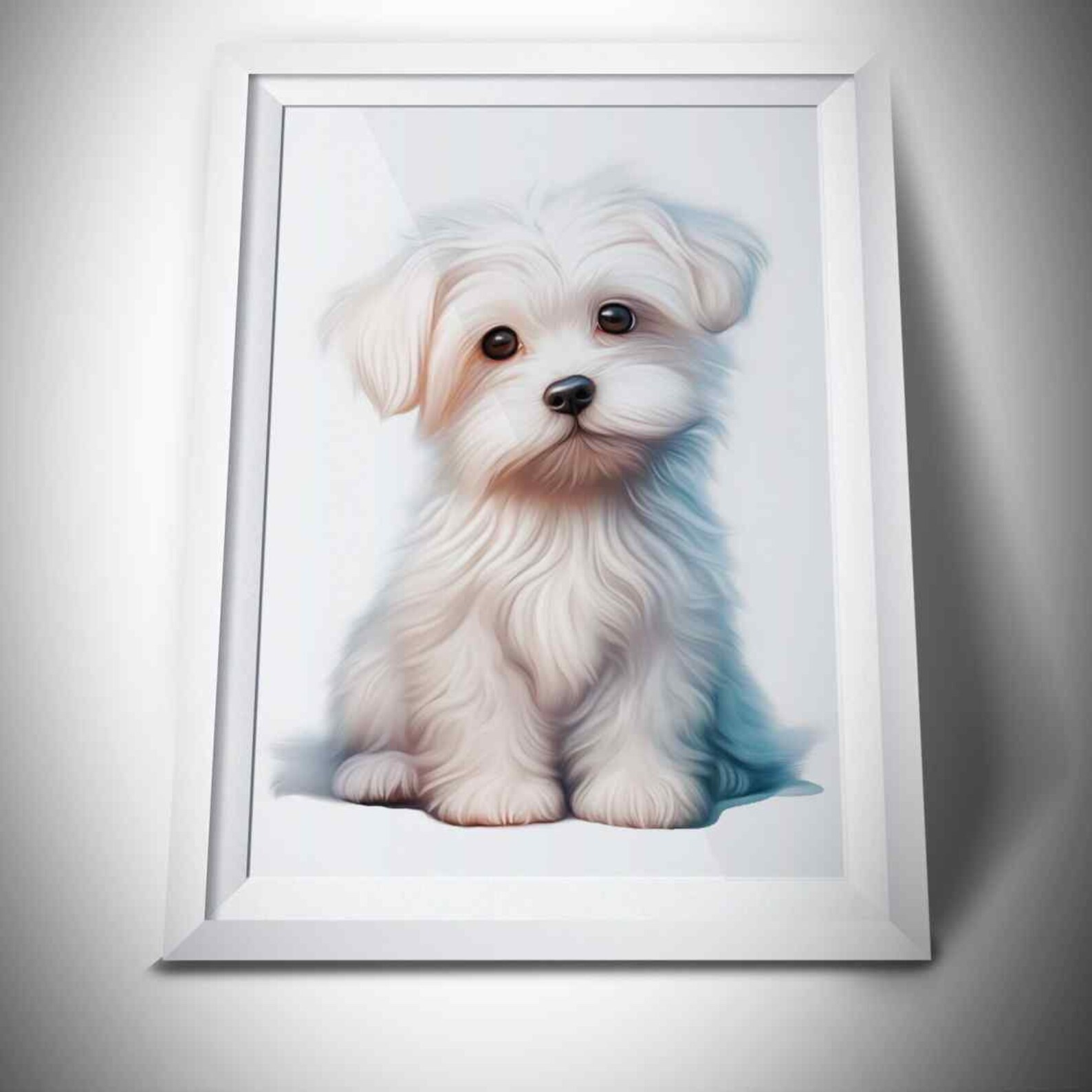 Malteser Hund Clipart Poster Design png, Tier Motiv Poster, Aquarell ...