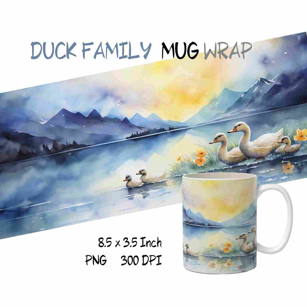 Ducks Mug Wrap Design, Watercolor Clipart Png, Sublimation Design ...