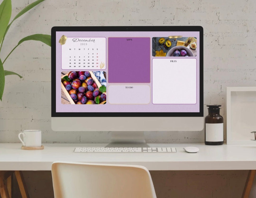 Sugarplum Desktop Wallpaper Organizer With Calendar, Folder Icons ...