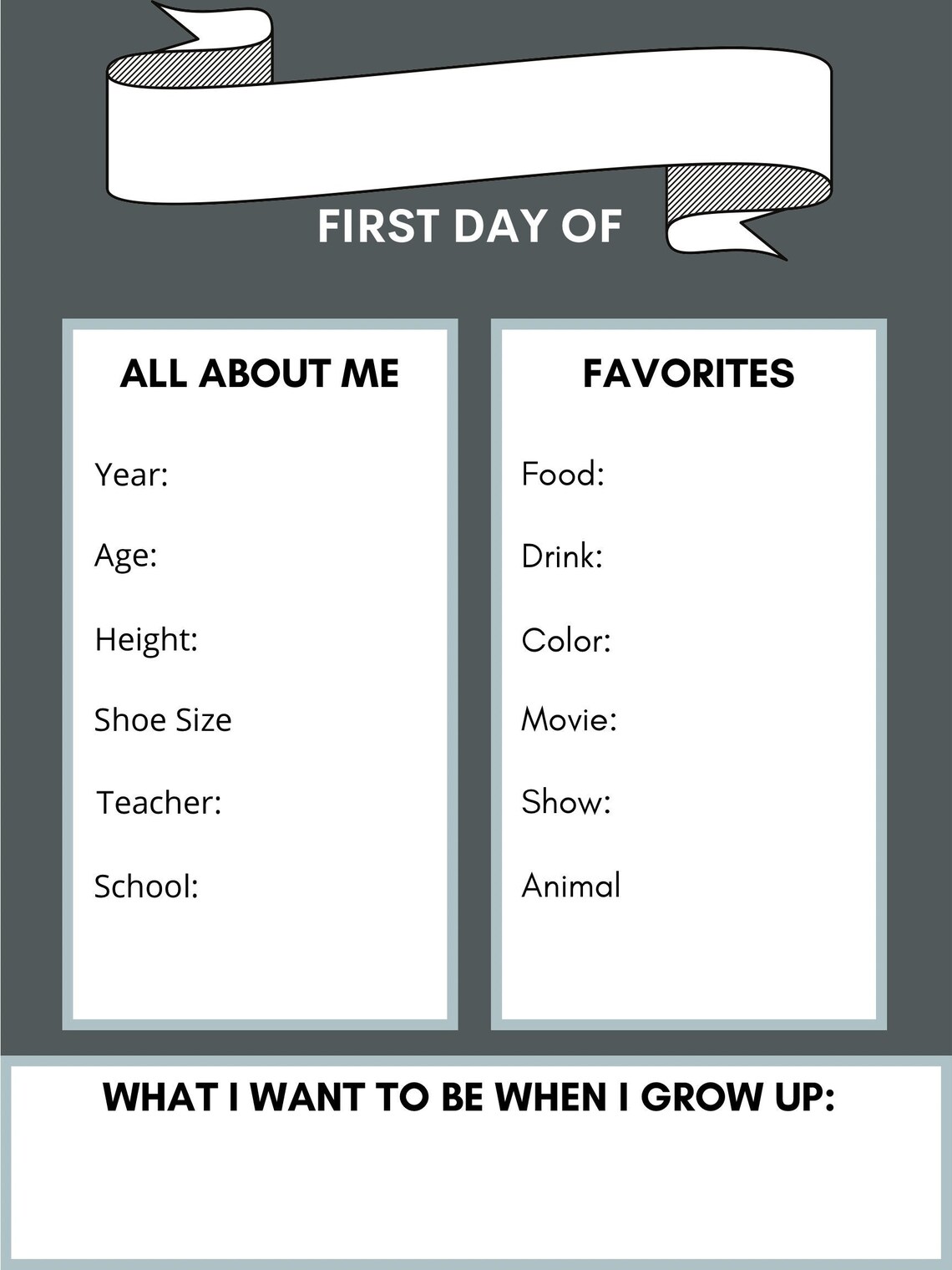 First Day of School Chart - Etsy