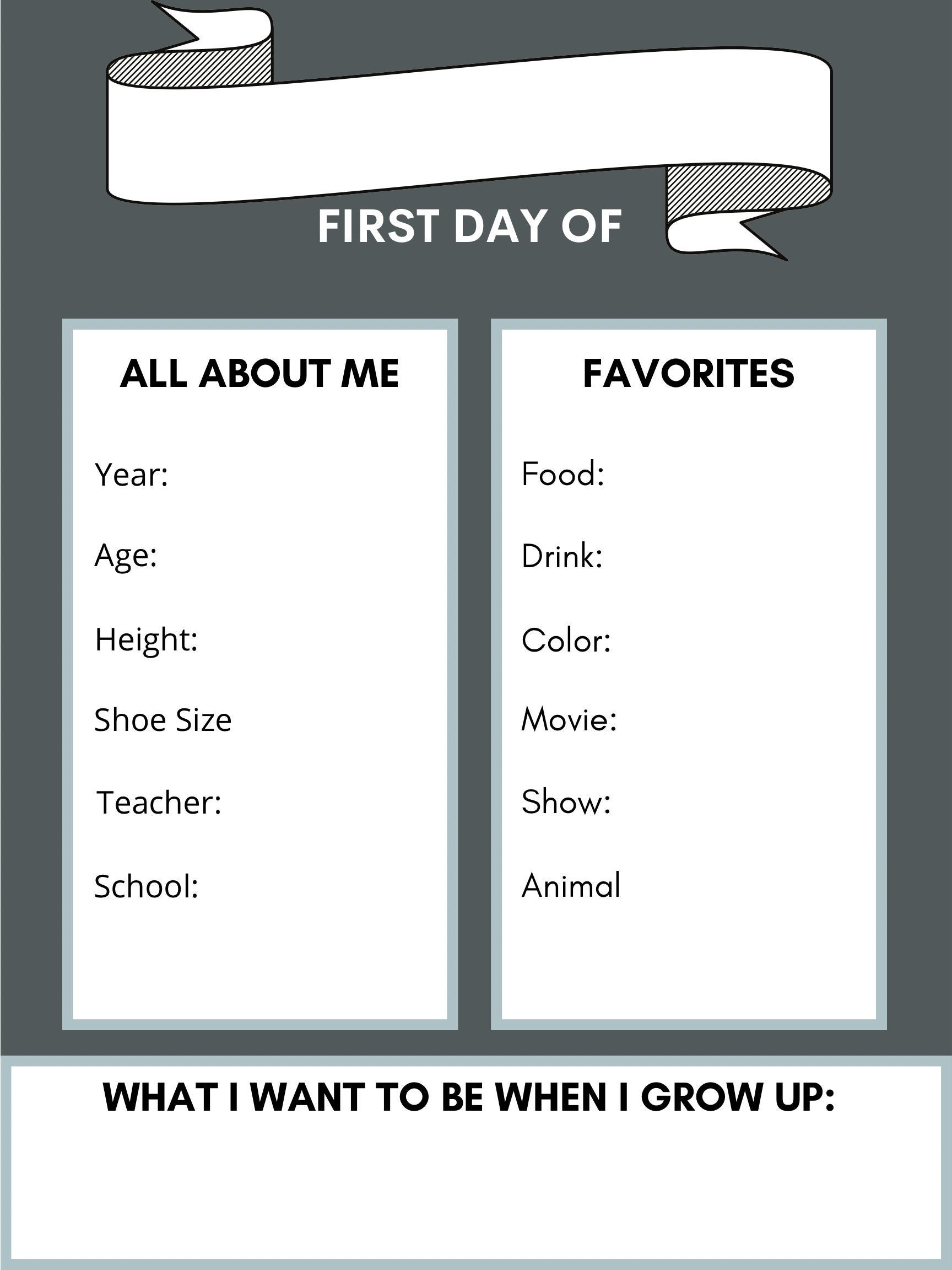 First Day of School Chart - Etsy