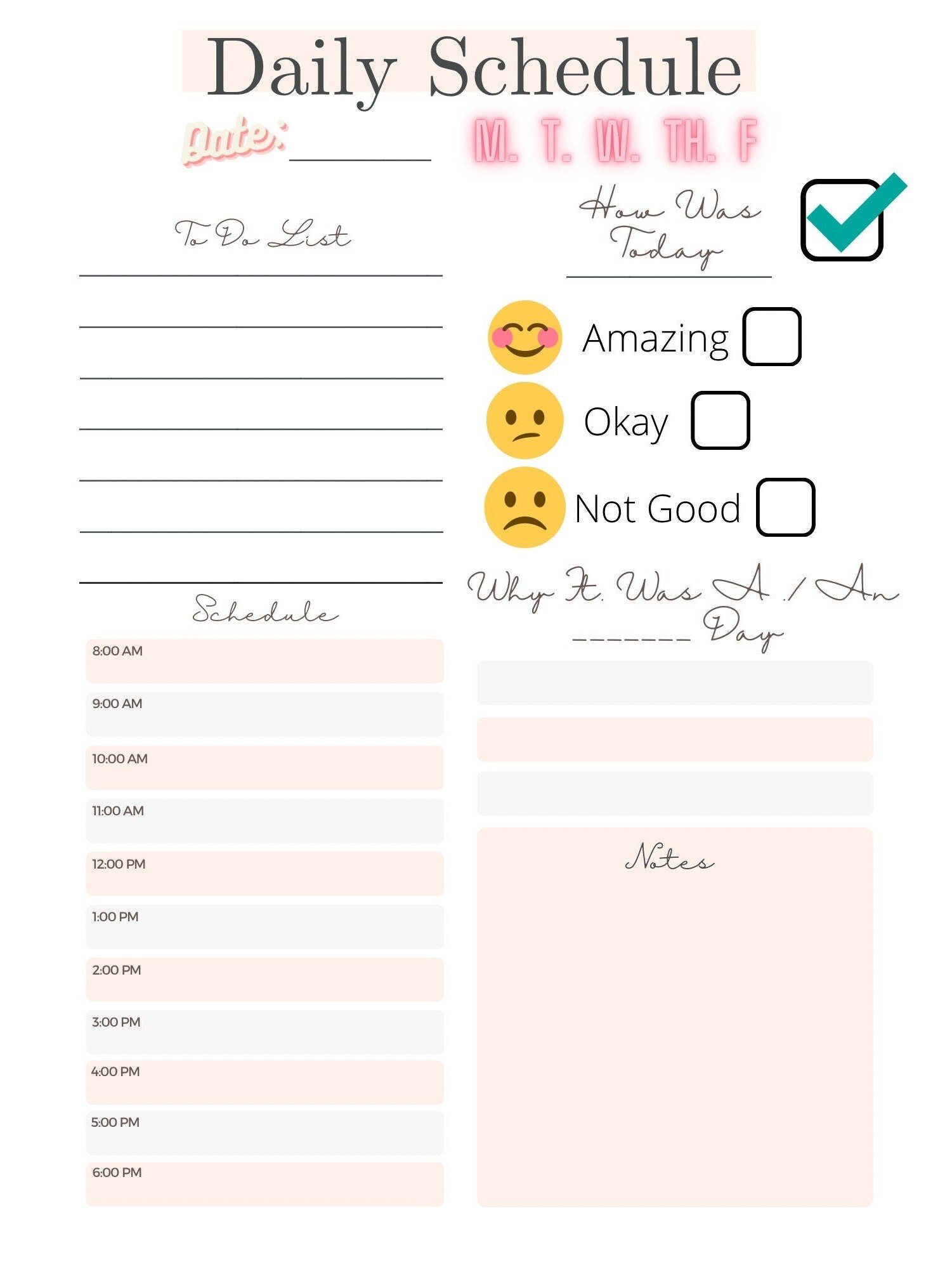 Daily Schedule *(digital Download)* - Etsy