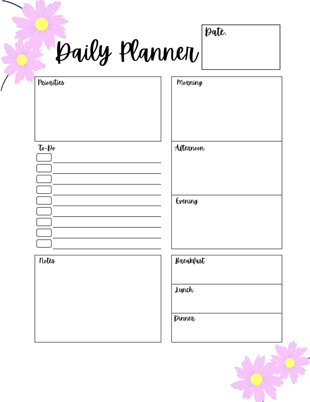 Printable Daily Planner Pages - Etsy