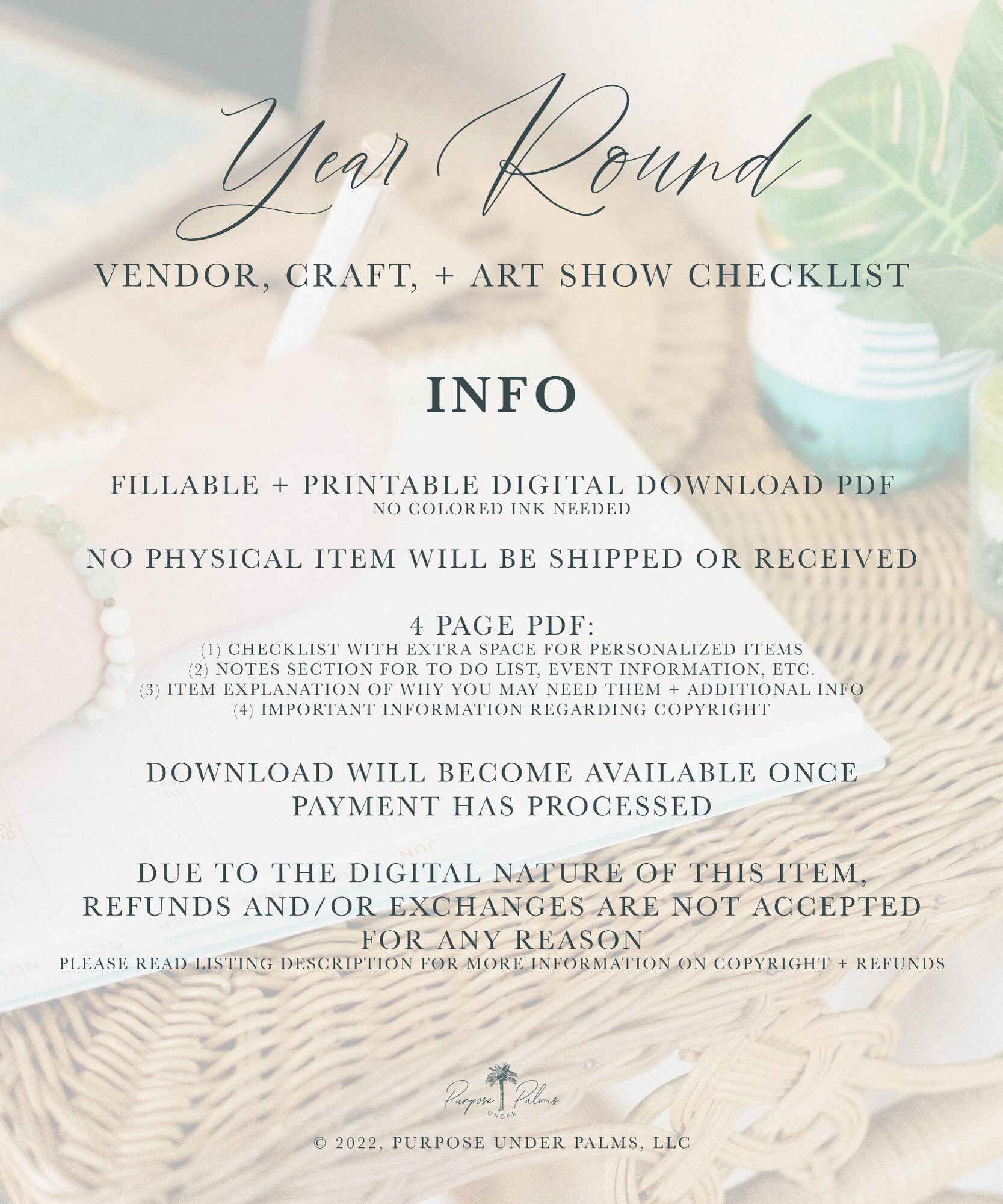 Year Round Vendor Show Checklist Planner, Craft Show, Art Show, Markets ...