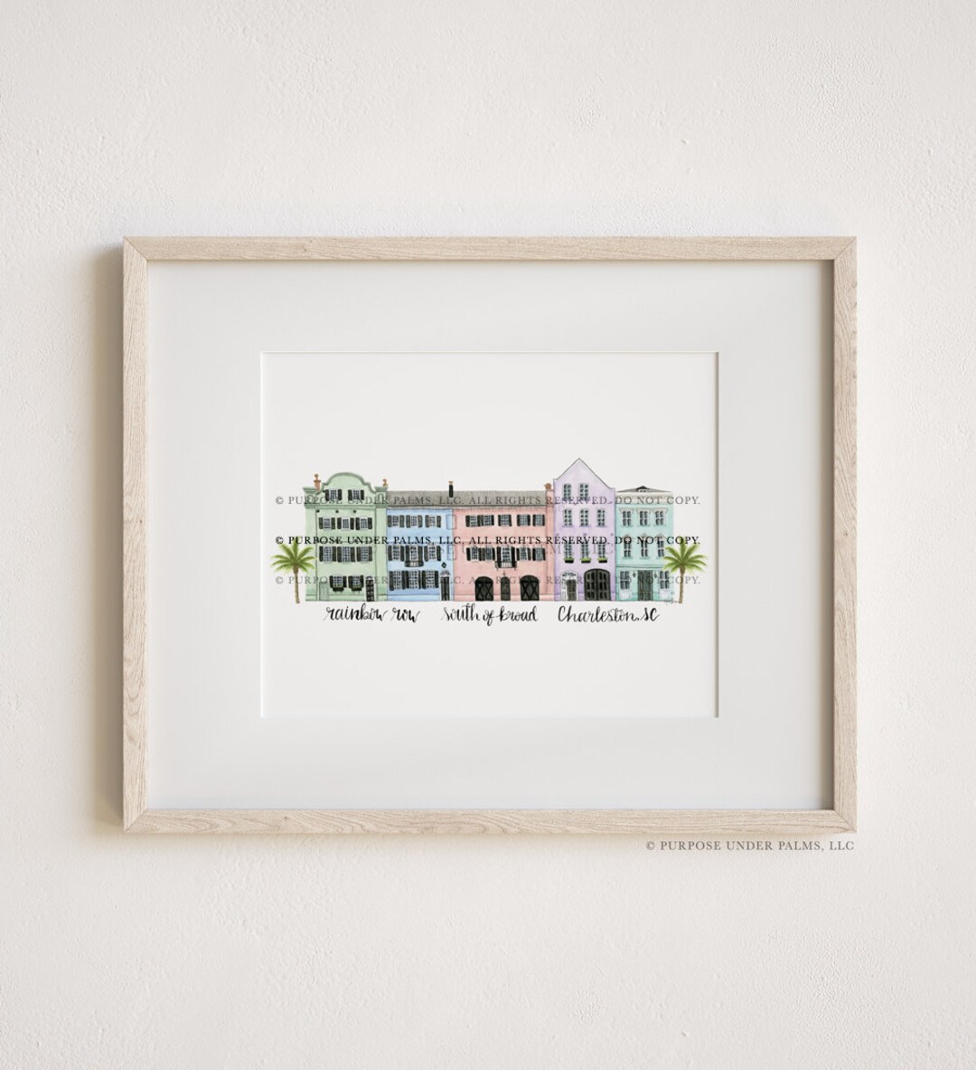 Rainbow Row South of Broad Charleston SC 8x10 Art Print, Charleston Art ...