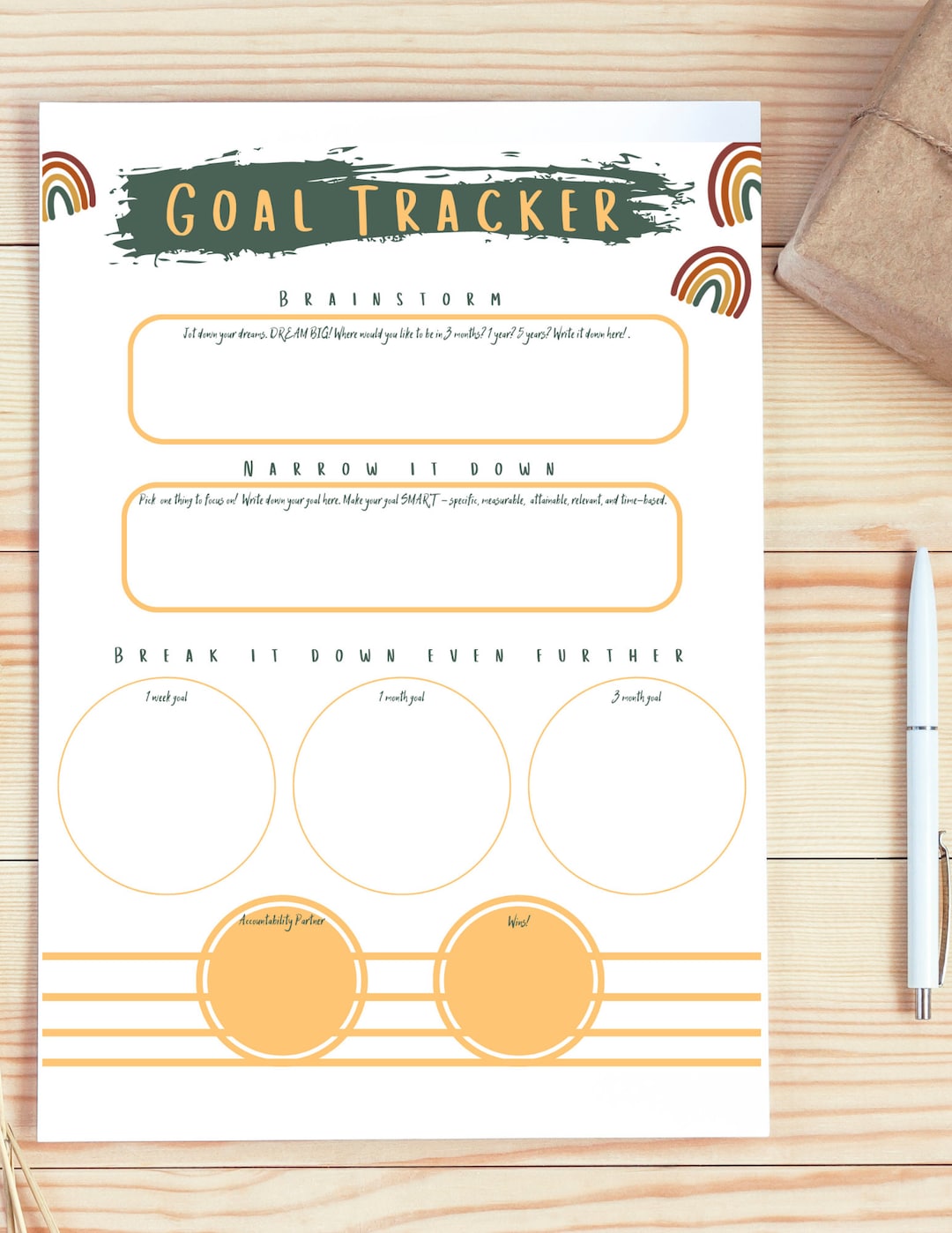 Printable Goal Tracker - Boho Rainbow - Etsy