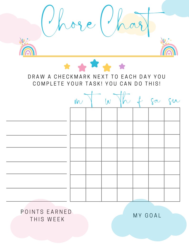 Printable Rainbow Chore Chart - Etsy