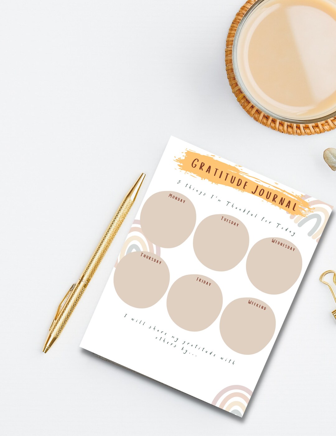 Printable Weekly Gratitude Journal - Boho Rainbow - Etsy