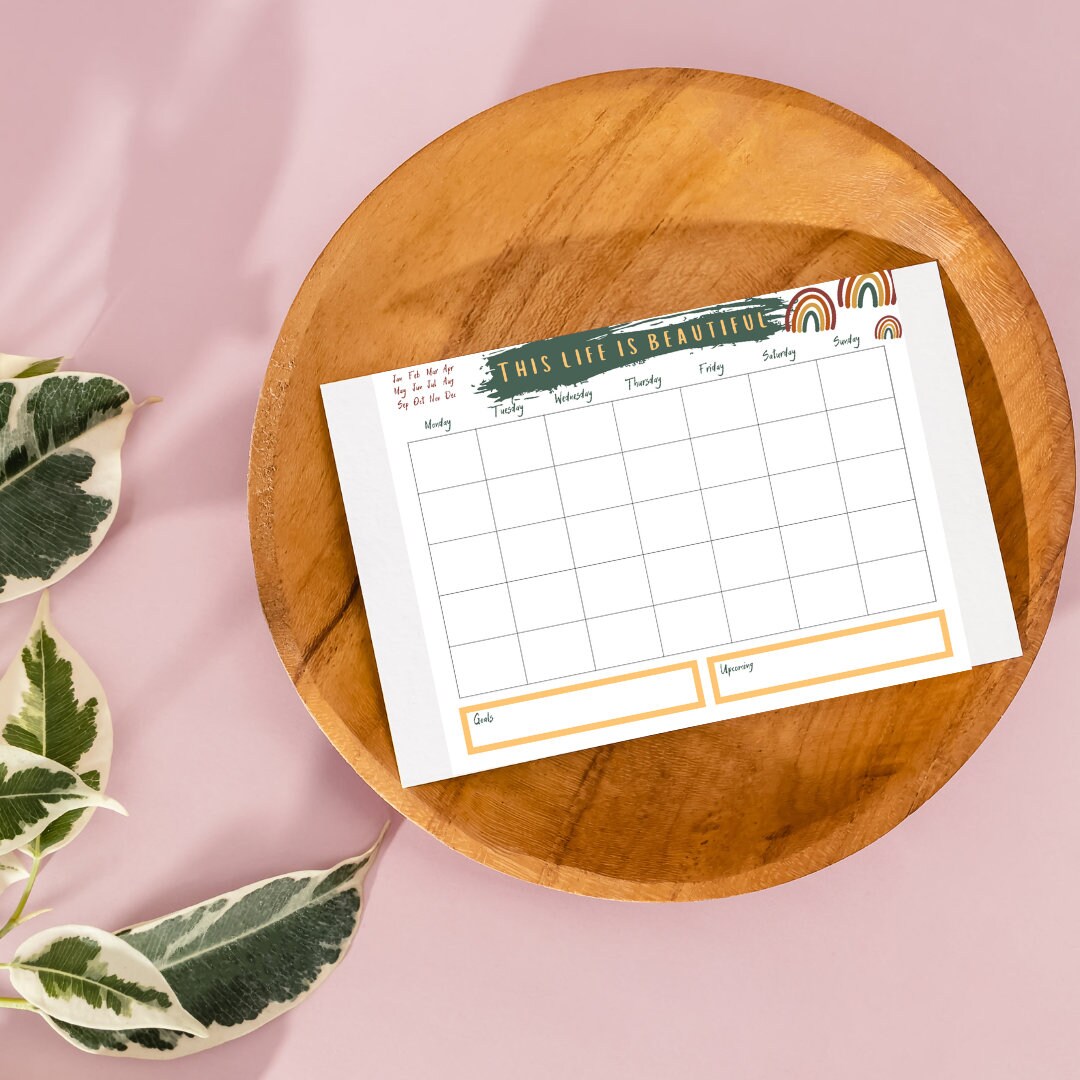 Printable Monthly Planner - Boho Rainbow - Etsy