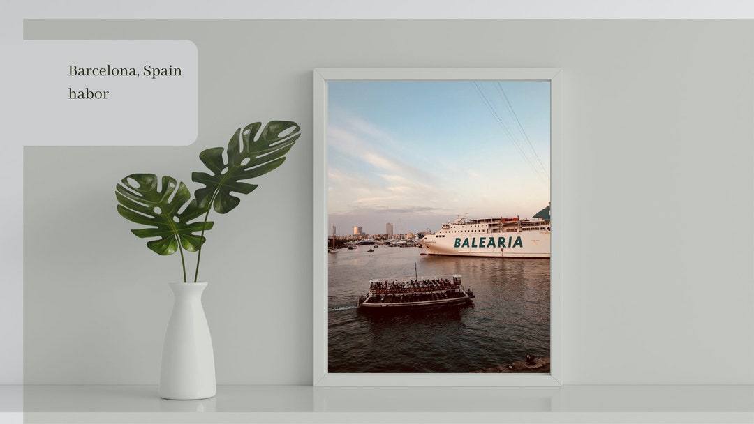 Barcelona Spain Harbour PRINTABLE Art Work, PRINTABLE Wall Art ...