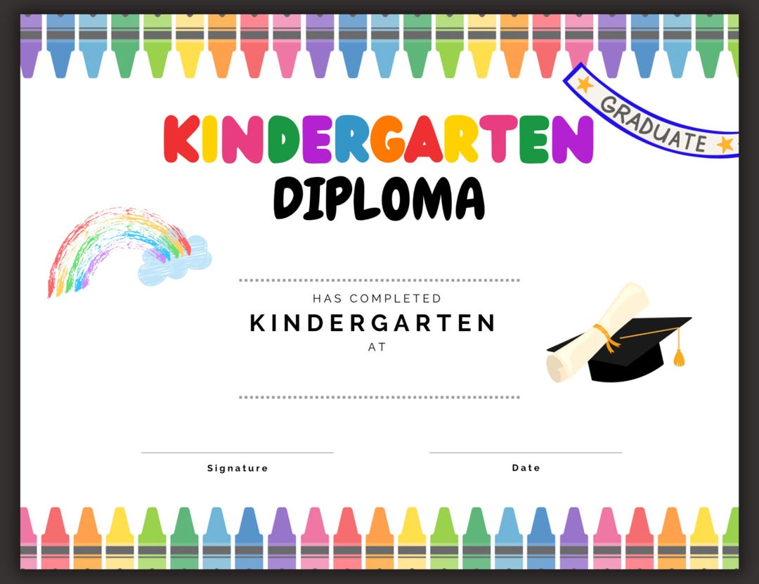 Kindergarten Graduation Diploma — Teacher Resource - Etsy