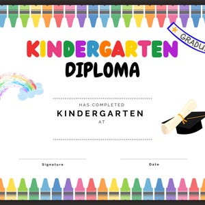 Kindergarten Graduation Diploma — Teacher Resource - Etsy