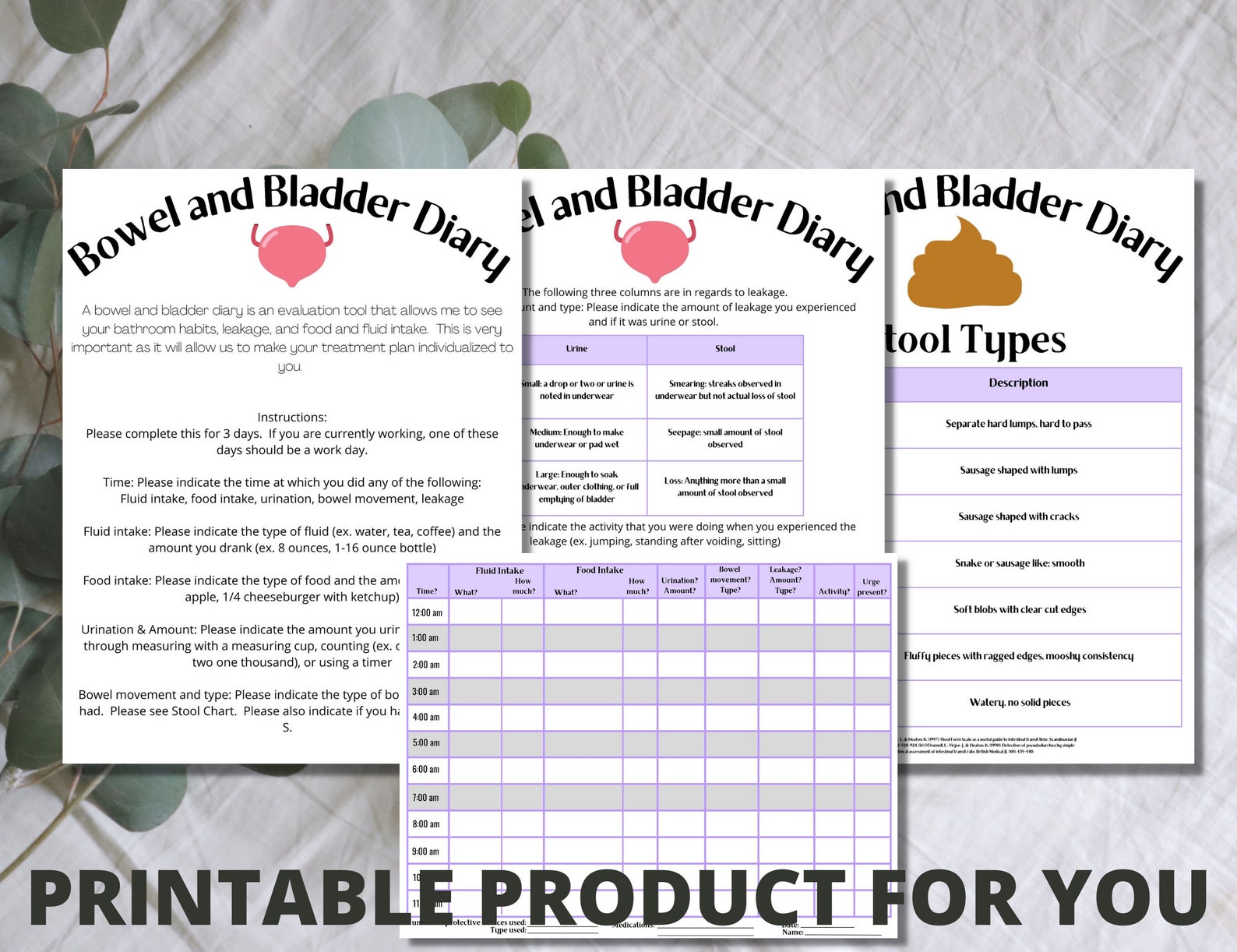 Bowel and Bladder Diary - Etsy