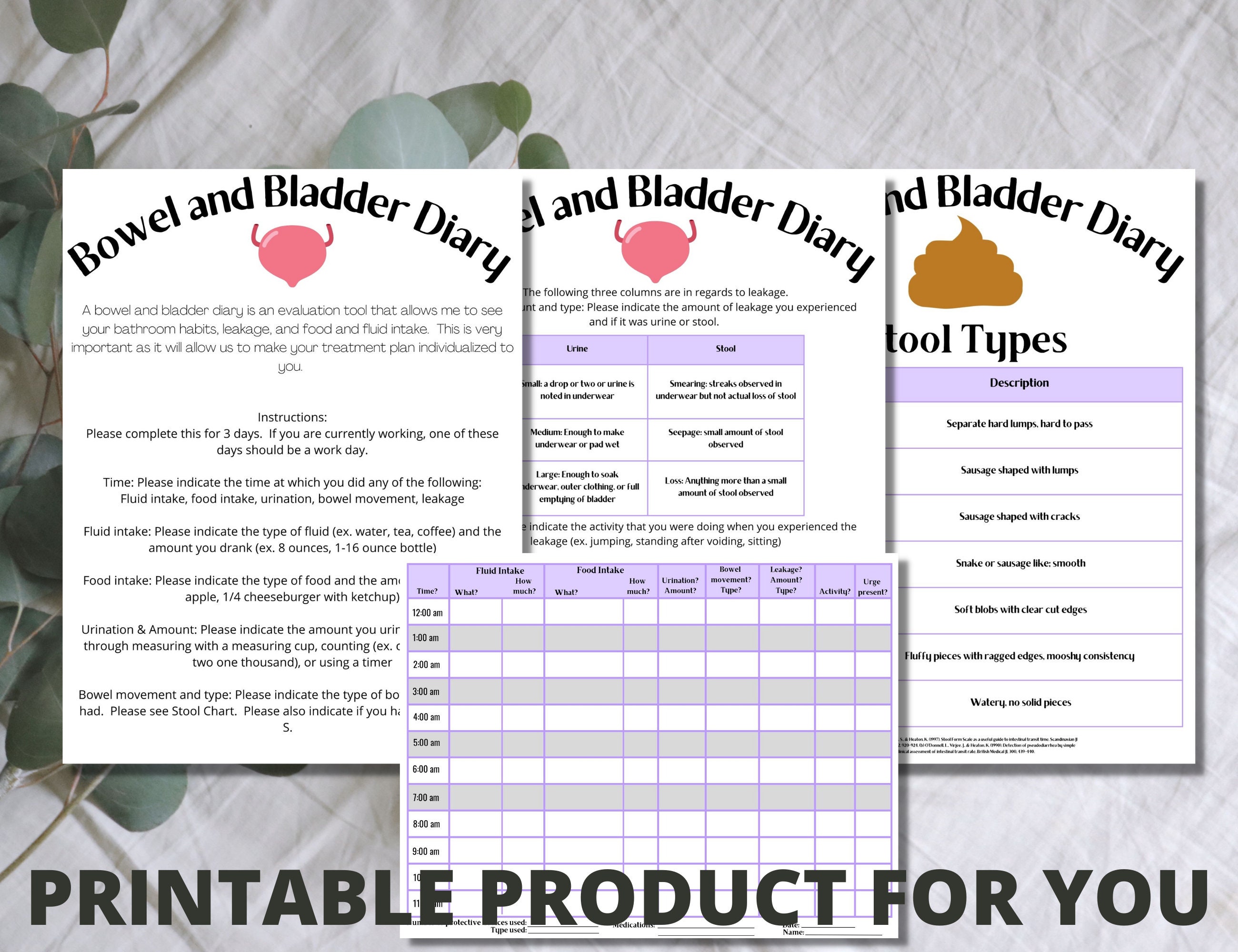 Bowel and Bladder Diary - Etsy