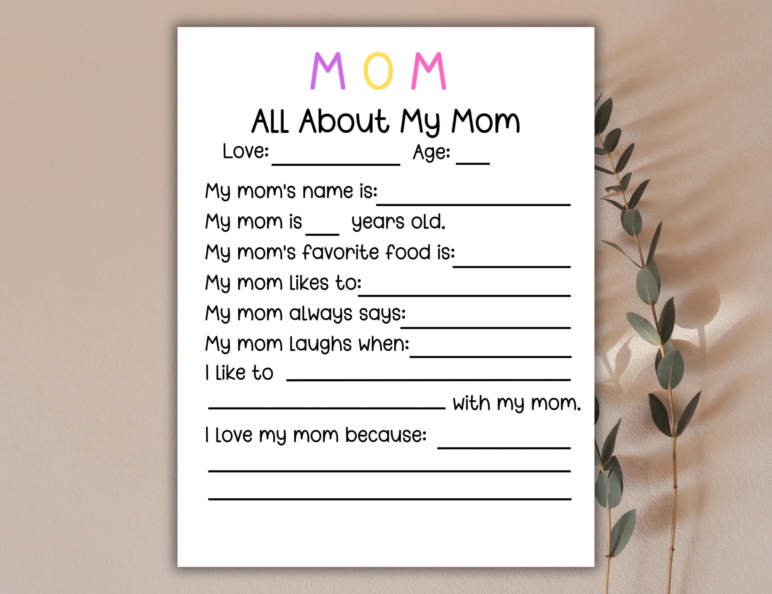 All About My Mommy Printable-happy Mother’s Day-mom-gigi-teacher ...