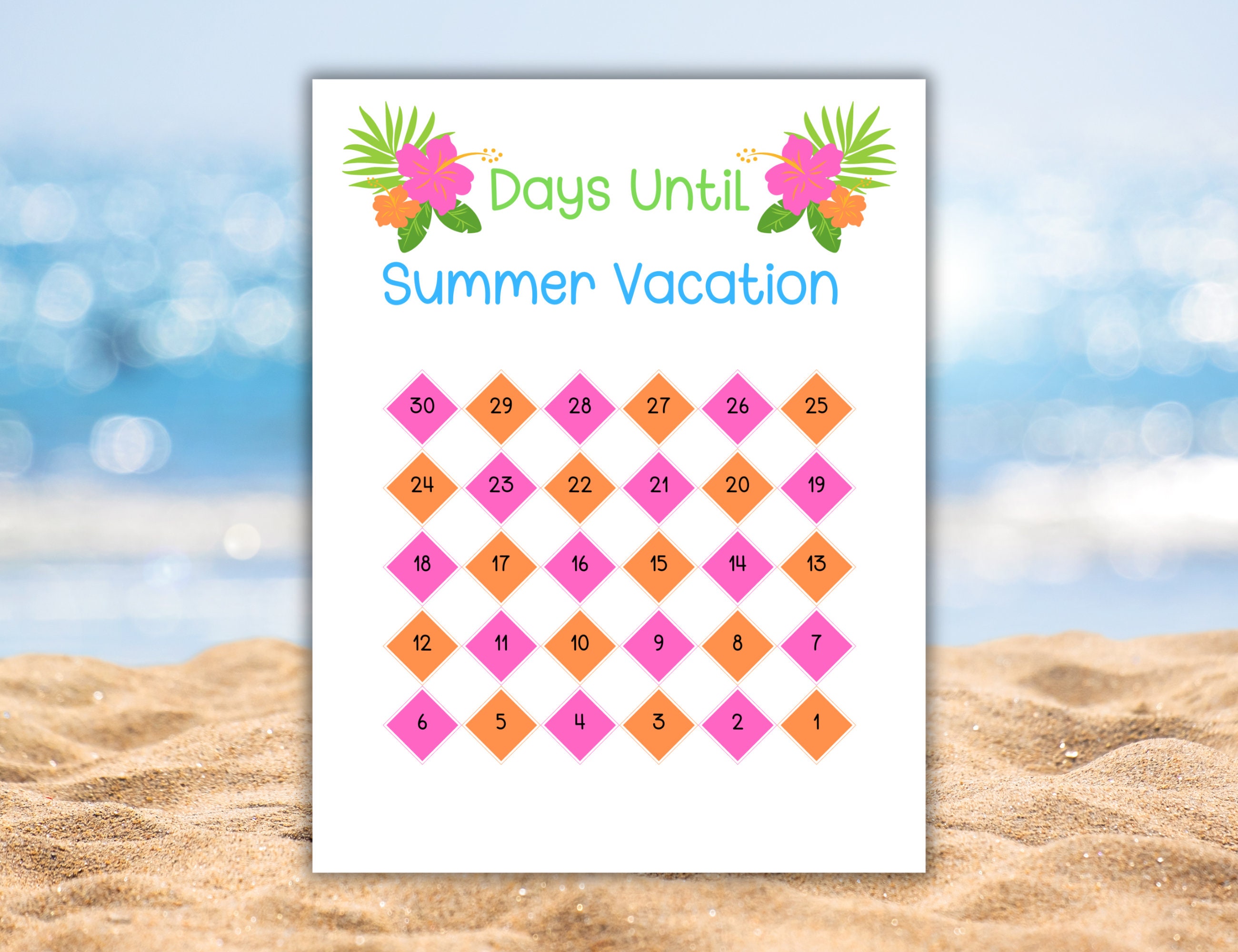 Countdown to Summer Break Printable Teacher Resourcedaycare Resource - Etsy
