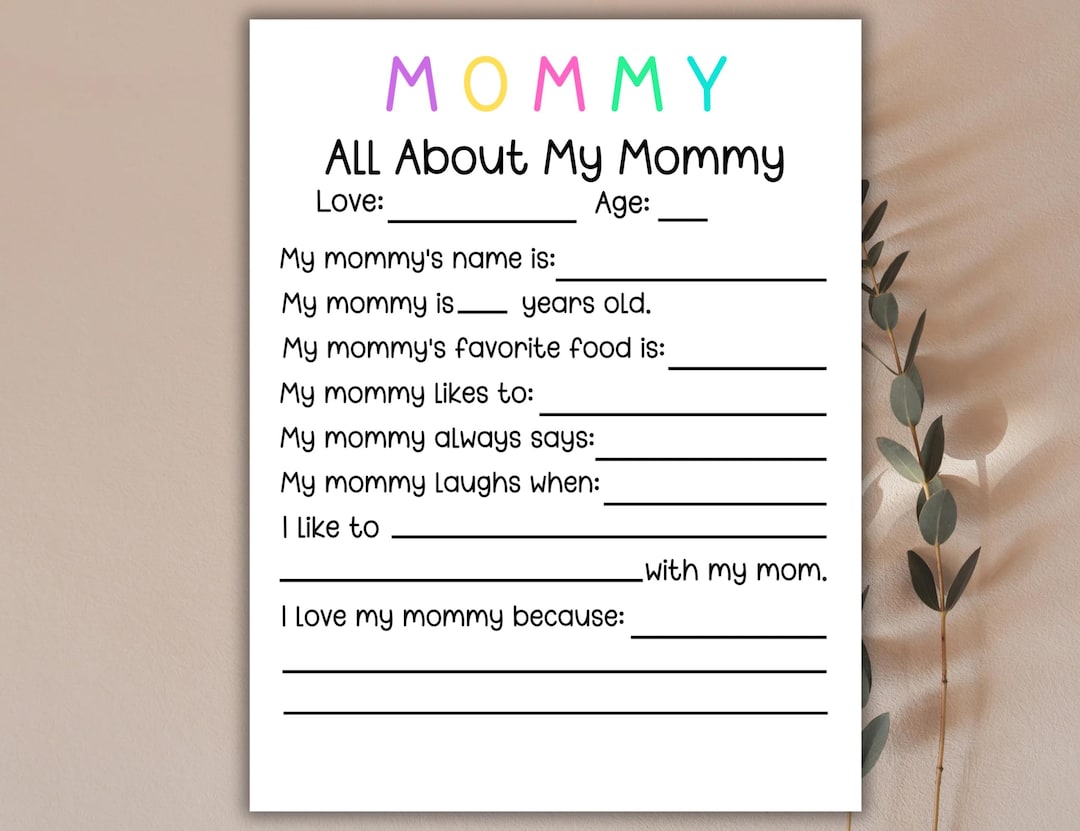 All About My Mommy Printable-happy Mother’s Day-mom-gigi-teacher ...