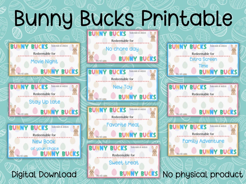 Bunny Bucks Printable - Etsy