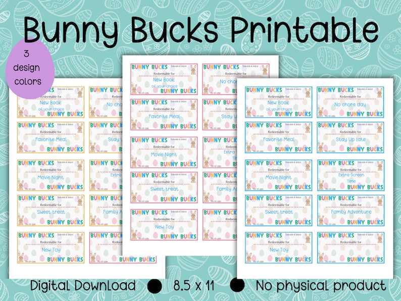 Bunny Bucks Printable - Etsy