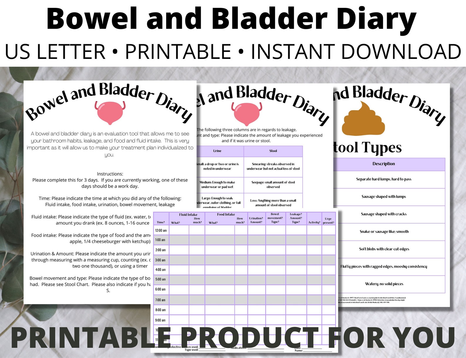 Bowel and Bladder Diary - Etsy