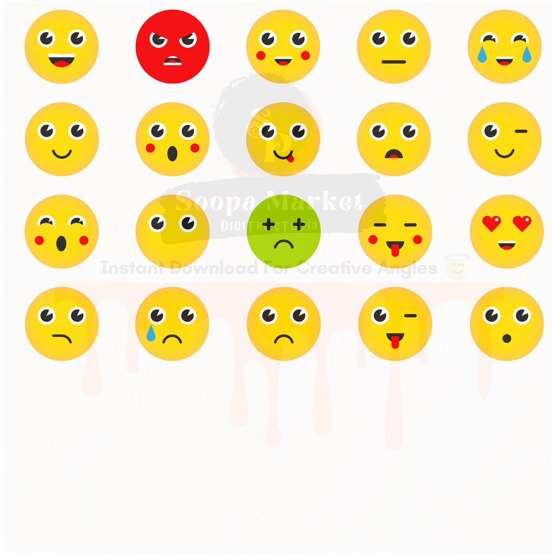 100 Smileys Emojis Bundle / Vector / SVG Bundle / Clipart / - Etsy España
