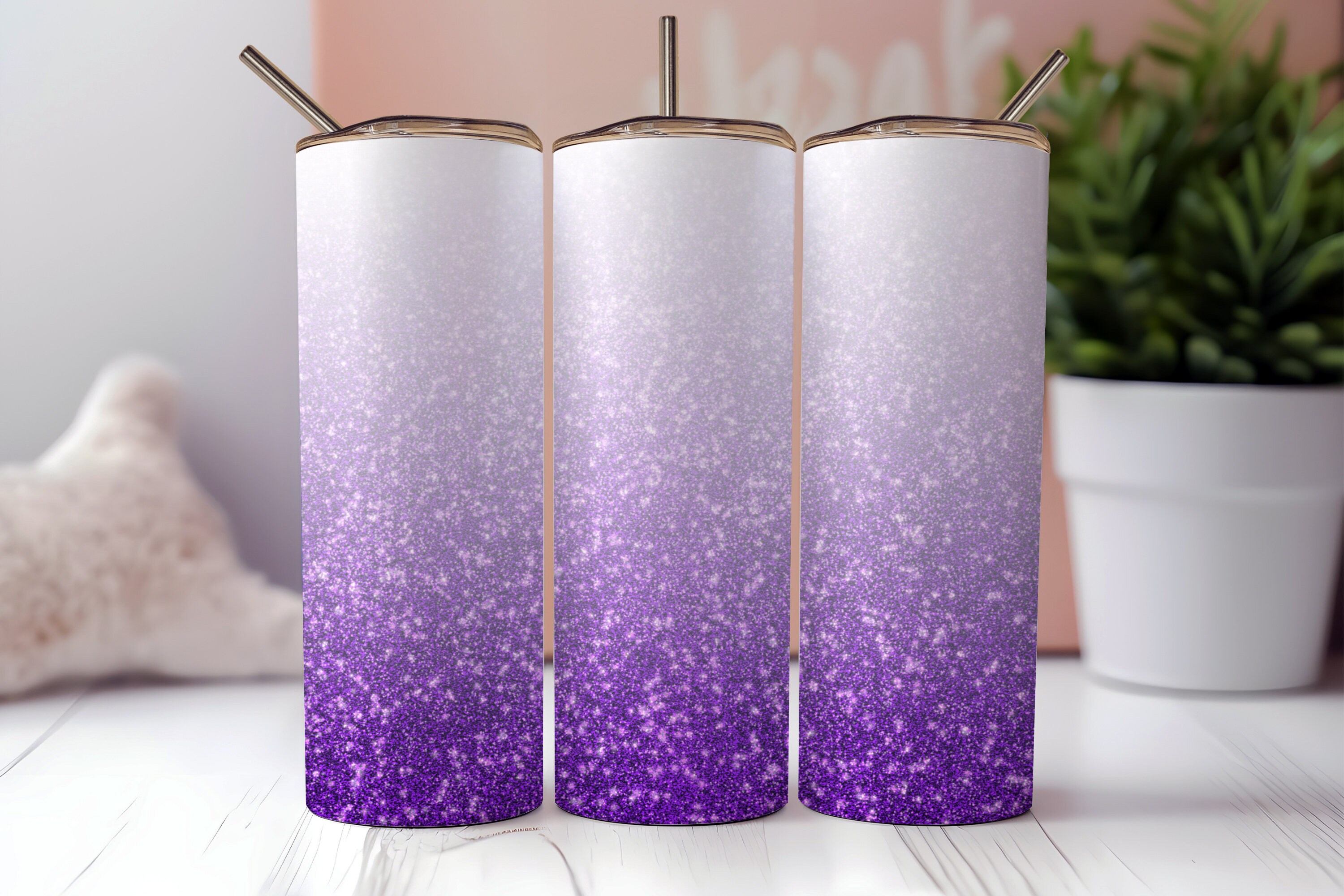 Sparkling Purple Glitter Ombre Tumbler Wrap, Purple Sublimation Design ...