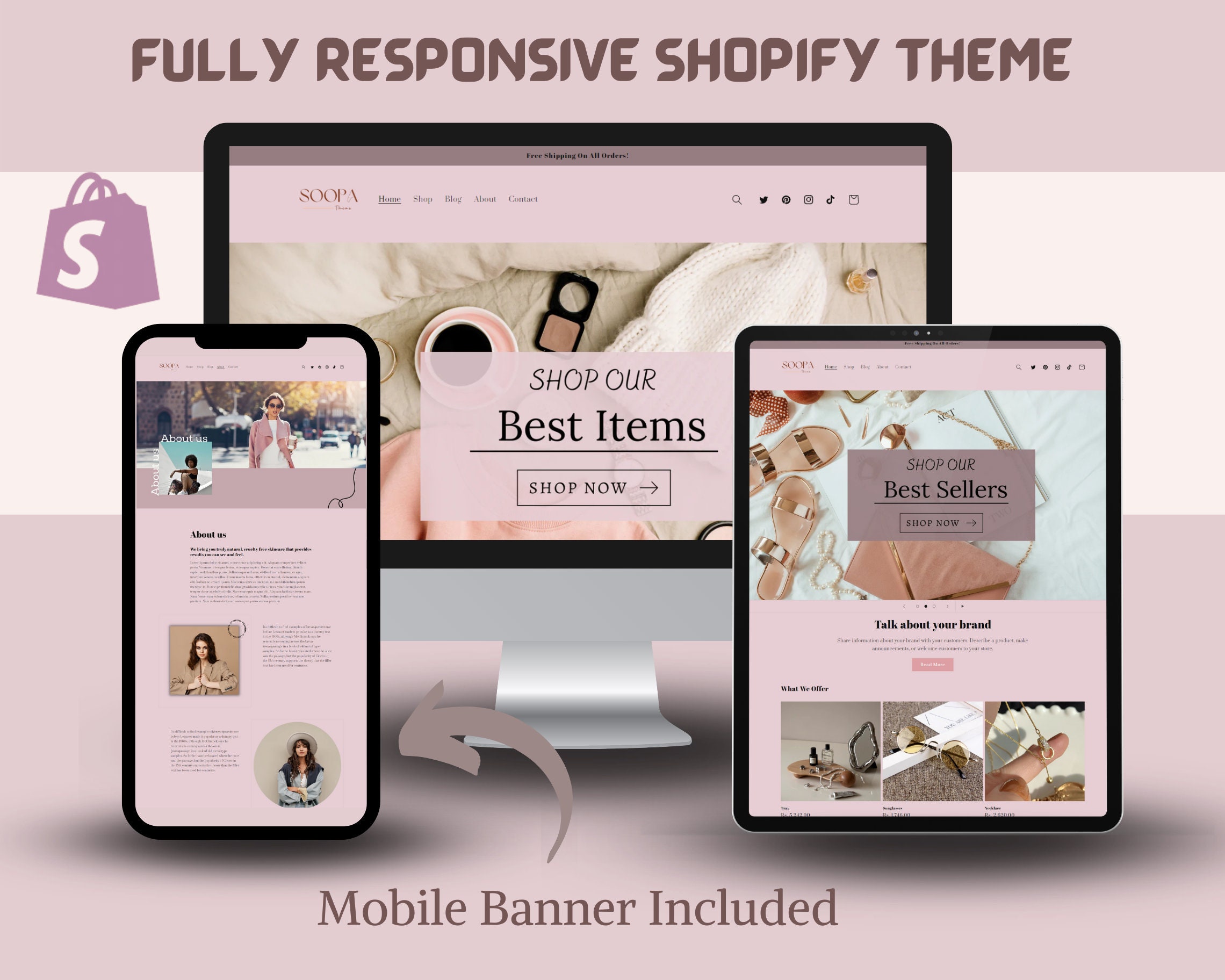 Shopify Theme Template, Minimal Shopify Website, Shopify Store Banner ...