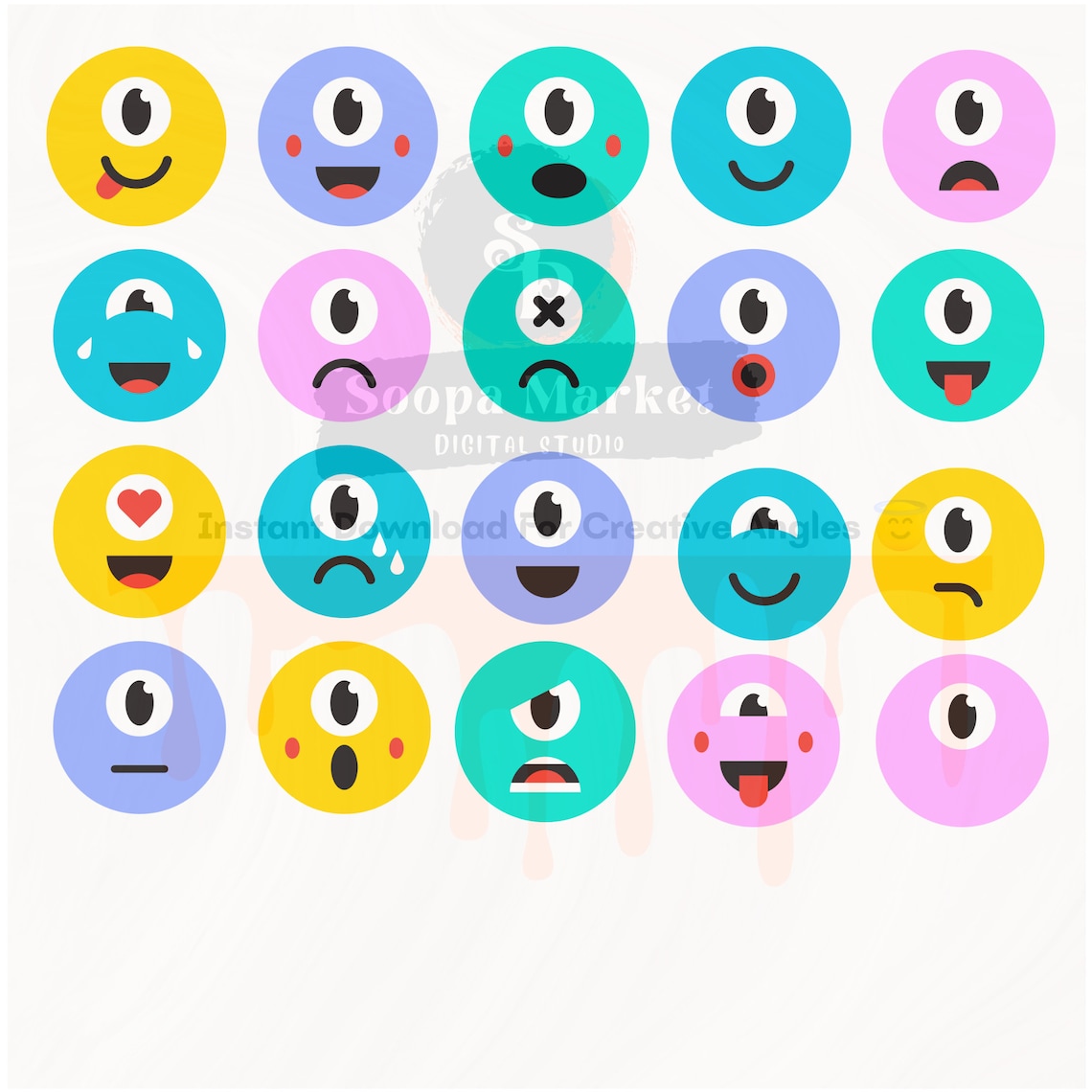 100 Smileys Emojis Bundle / Vector / SVG Bundle / Clipart / - Etsy España