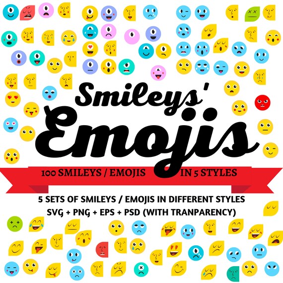 100 Smileys Emojis Bundle Vector SVG Bundle Clipart - Etsy