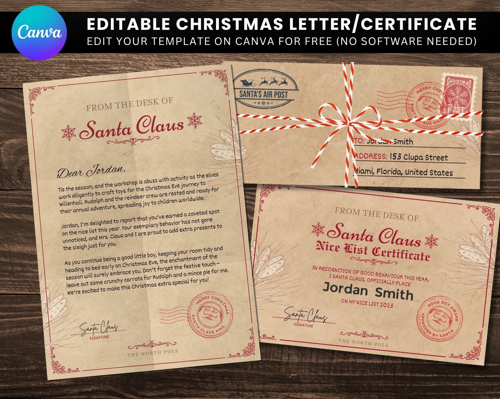 Santa Letter, Letter From Santa, Nice List Certificate, Christmas Santa ...