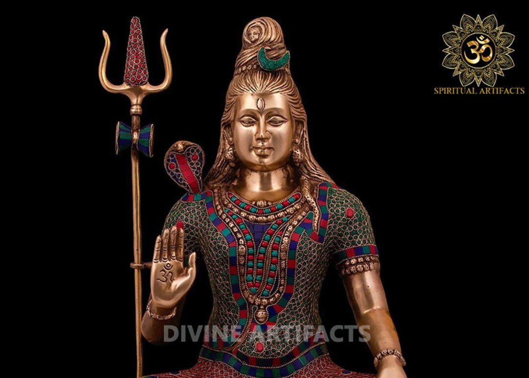 Brass Shiva Statue Large, 35 Cm Big Size Brass Lord Shiva Idol With ...