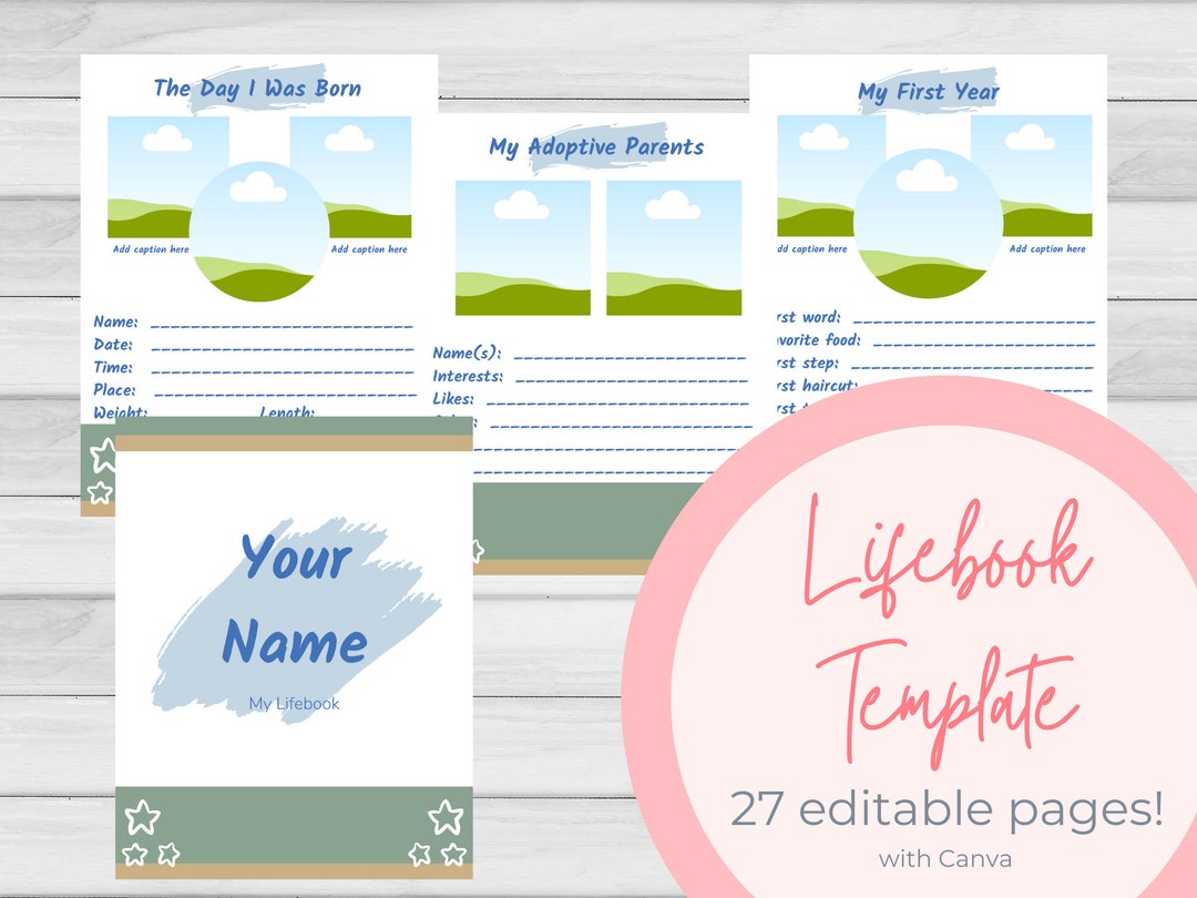 Digital Editable Adoption Lifebook Template Neutral Stars - Etsy