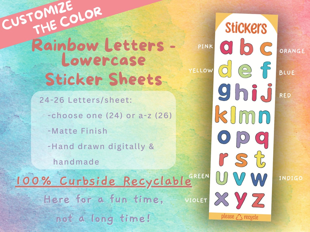 CUSTOMIZE Lowercase Alphabet Sticker Sheet for Kids, Crafting Stickers ...