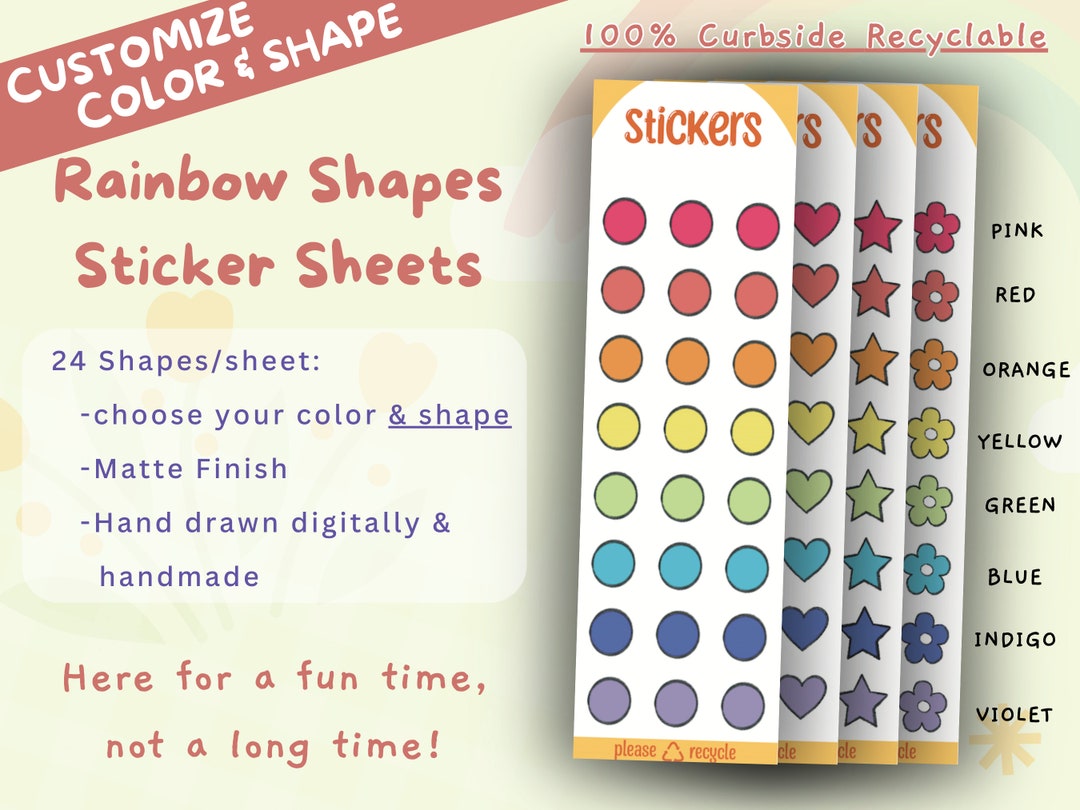 CUSTOMIZE Shape Sticker Sheet for Kids, Craft Stickers, Educational ...
