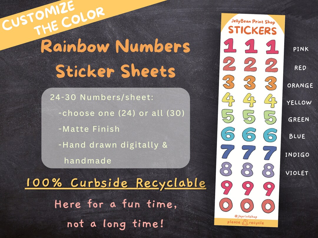 CUSTOMIZE Number Sticker Sheet for Kids, Crafting Stickers, Educational ...