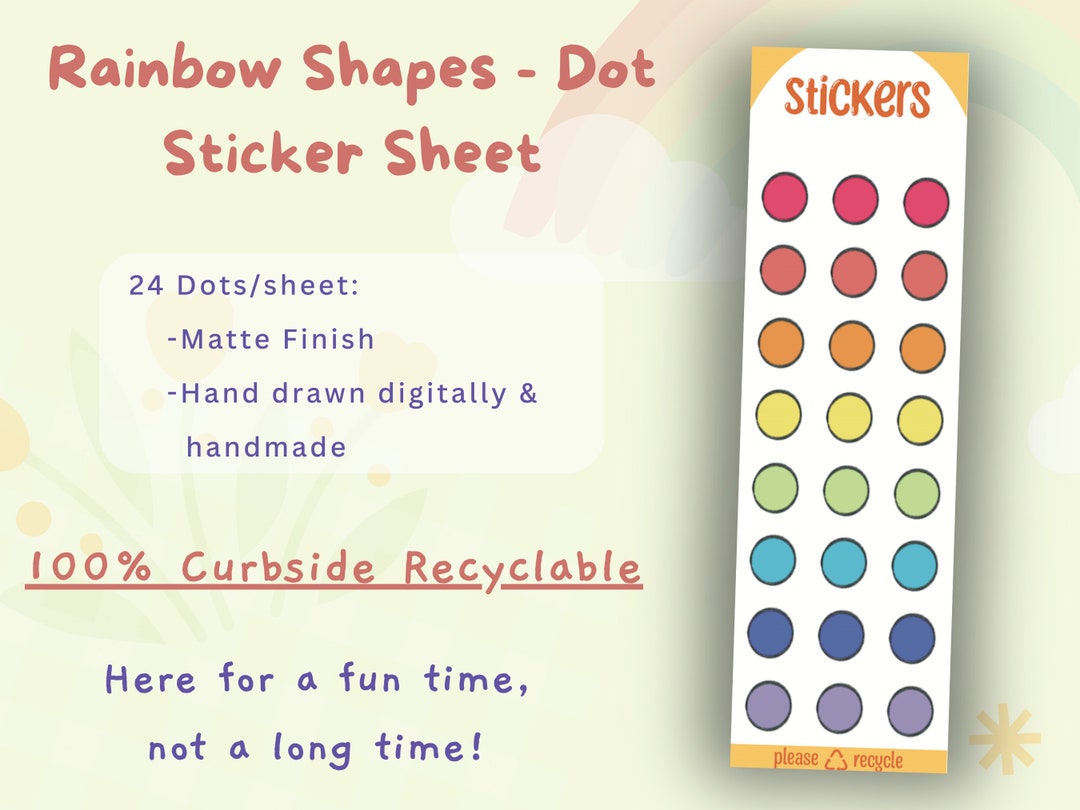 Dots/circle Sticker Sheet for Kids Rainbow, Crafting Stickers, Planner ...